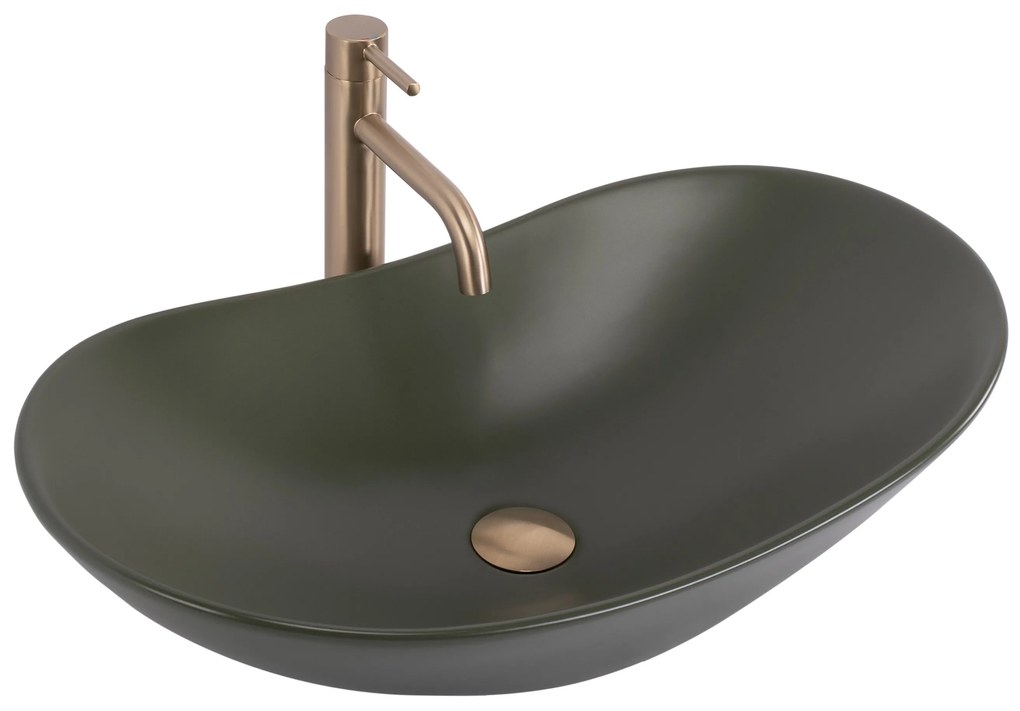 Rea Royal, umyvadlo na desku 615x355x155 mm, zelená matná, REA-U6372