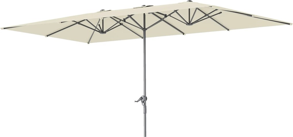 Outsunny Dvoulitrový slunečník s kličkou 451 x 264 cm, UV ochrana 50+, větruodolný zahradní slunečník, balkonový slunečník, hliníkový tržní slunečník