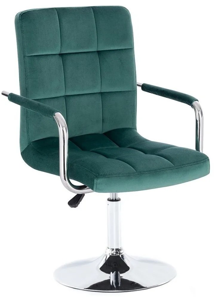 LuxuryForm DESIGN Otočná židle VERONA VELUR na stříbrném talíři - zelená