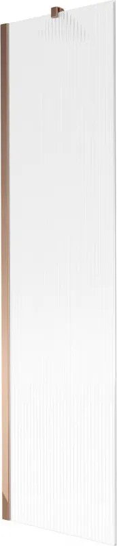 Mexen Next, vanová zástěna 1-křídlová 50 x 150 cm, fixní křídlo, 6 mm sklo s pruhy, růžové zlato profil, 895-050-000-00-09-60
