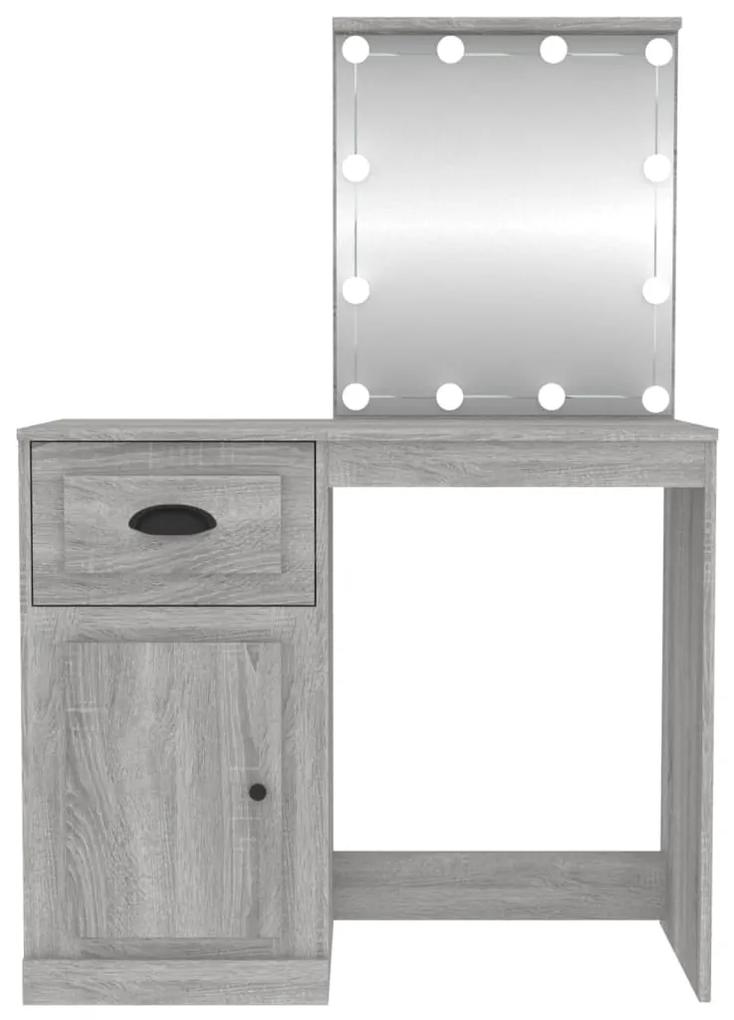 Toaletní stolek s LED šedý sonoma 90 x 50 x 132,5 kompozit - Default Title