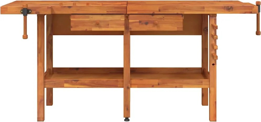 Pracovní stůl se zásuvkami a svěráky 192x62x83cm masivní akácie 153325