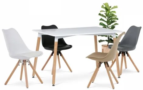 Jídelní stůl 120x80x74 bílý matný lak dřevěné nohy DT-304 WT