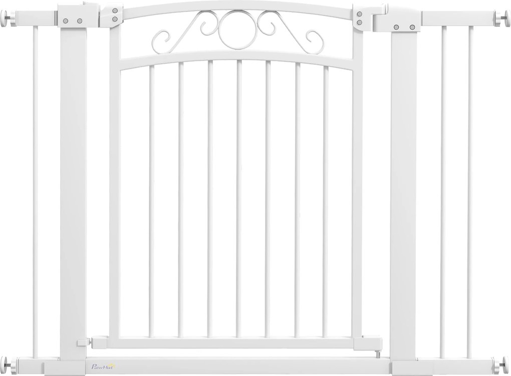 PawHut Psí Bariera - Bezpečnostní Fólie pro Psy 76-104 cm s 2 Prodlouženími 7/14 cm a Dvojitým Zámkem pro Schody a Dveře - Bílá | Aosom