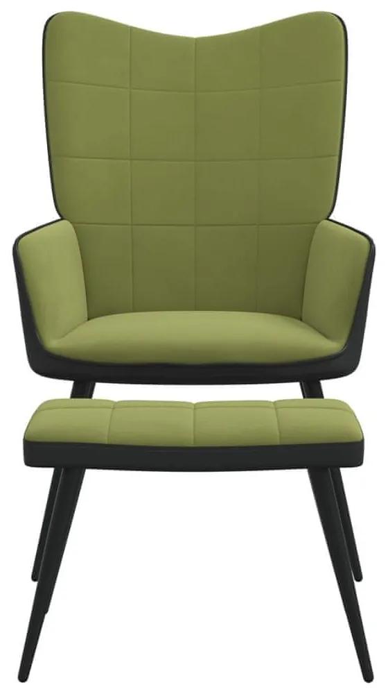 Petromila Relaxační křeslo se stoličkou světle zelené samet a PVC