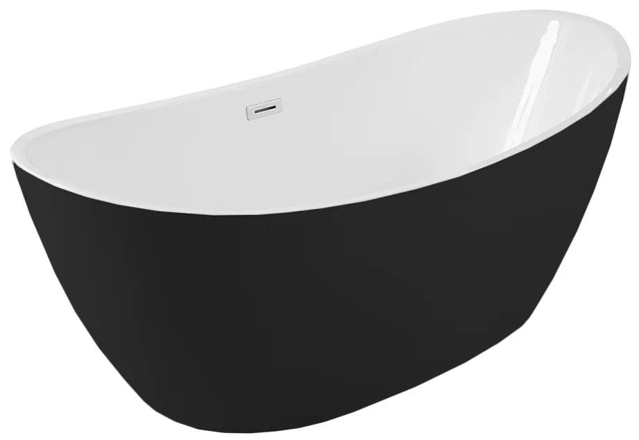 Besco Akrylátová volně stojící vana Ayla BW Matt 170x80 Barva: Bílá/černá, Rozměry (cm): 170x80, Typ a barva výpustě: Click-Clack s přepadem, bílá