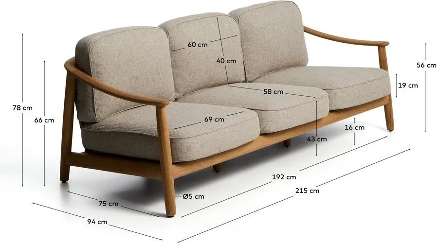 Béžová/v přírodní barvě čalouněná zahradní pohovka Elunda – Kave Home