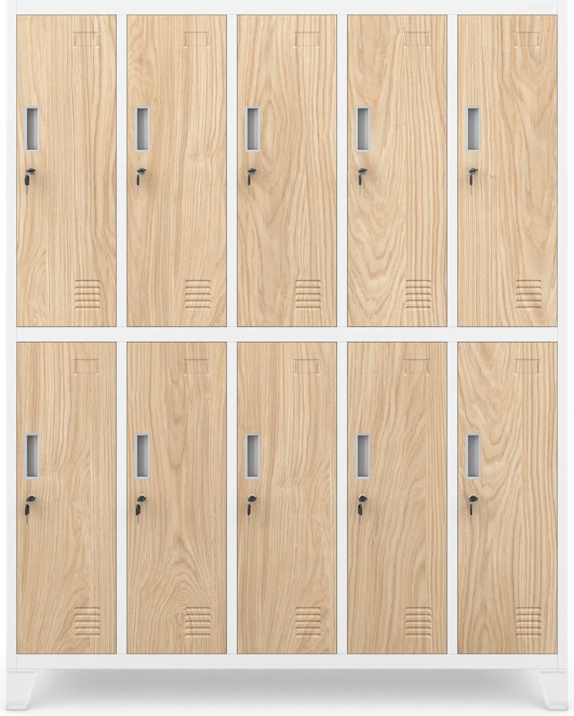 Šatní skříň 10-dveřová, bílá/dub sonoma, 1360x1720x450 mm: BARTEK Eco Design