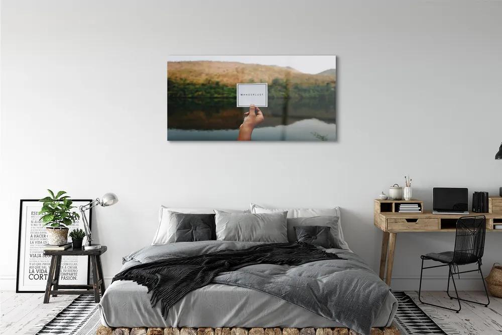 akrylový obraz Panorama ruční písmo 125x50 cm
