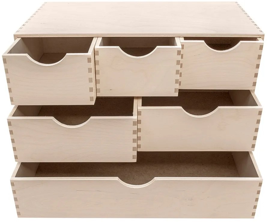 Zeller Present Dřevěný organizér s 6 šuplíky na psací a kancelářské potřeby ZELLER 40 x 20 x 28 cm