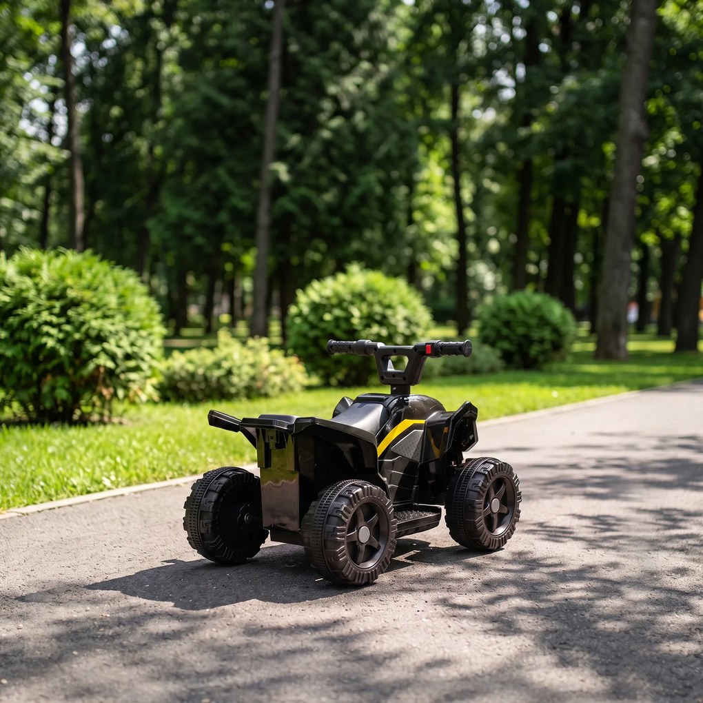 AIYAPLAY Dětské elektrické čtyřkolky 6V, dětská čtyřkolka s lithium-akumulátorem, funkce vpřed, ovládání tlačítkem na řídítkách, 1,5-2 roky, černá
