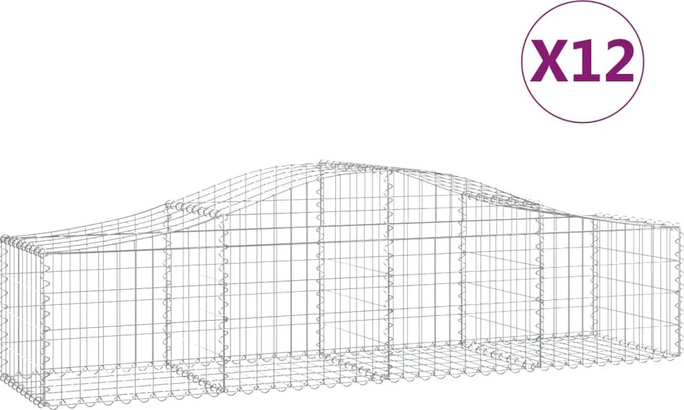Klenuté gabionové koše 12 ks 200x50x40/60 cm pozinkované železo 3145587