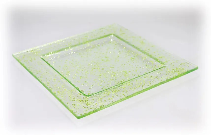 BDK-GLASS Skleněný talíř FULL DROP 25x25cm - světle žlutý