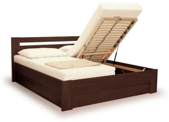 Manželská postel z masivu IVA, výklop, buk - moření wenge , 160x200 cm