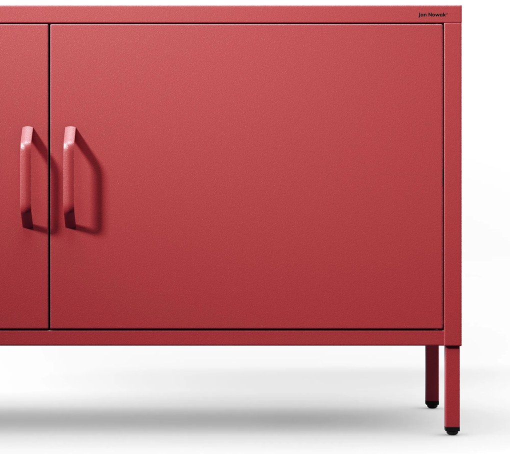 TV skříňka kovová na nožičkách červená, 1150x595x400 mm: ROSA Modern
