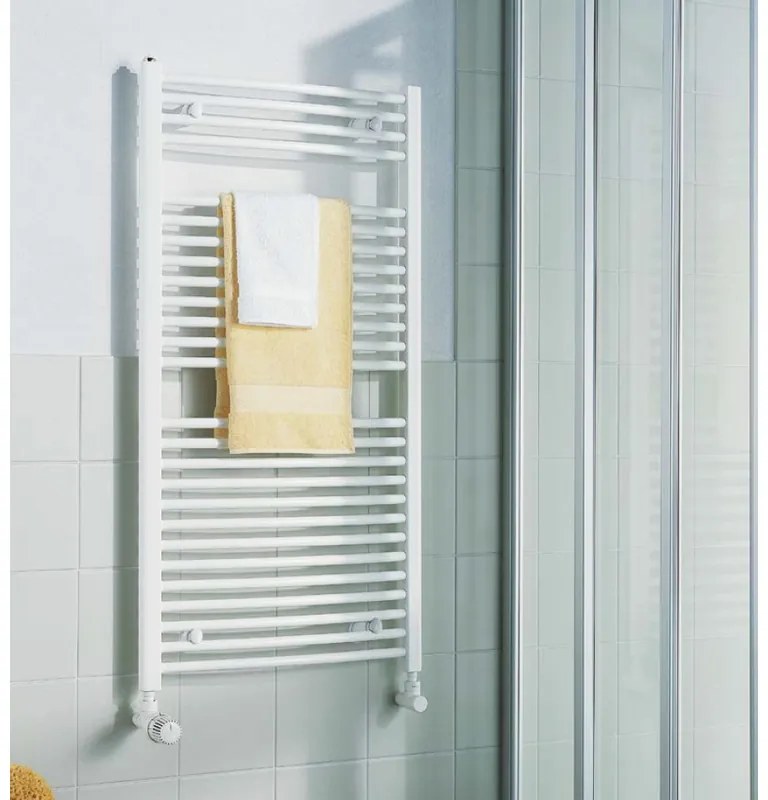 Koupelnové trubkové těleso Kermi B20-R prohnuté, boční připojení, 1502 x 590 mm, bílé