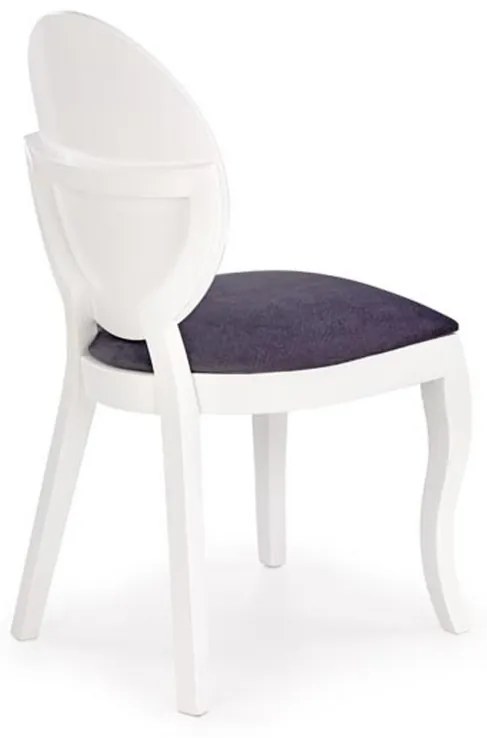 Jídelní židle VERDI — masiv, látka, bílá / šedá