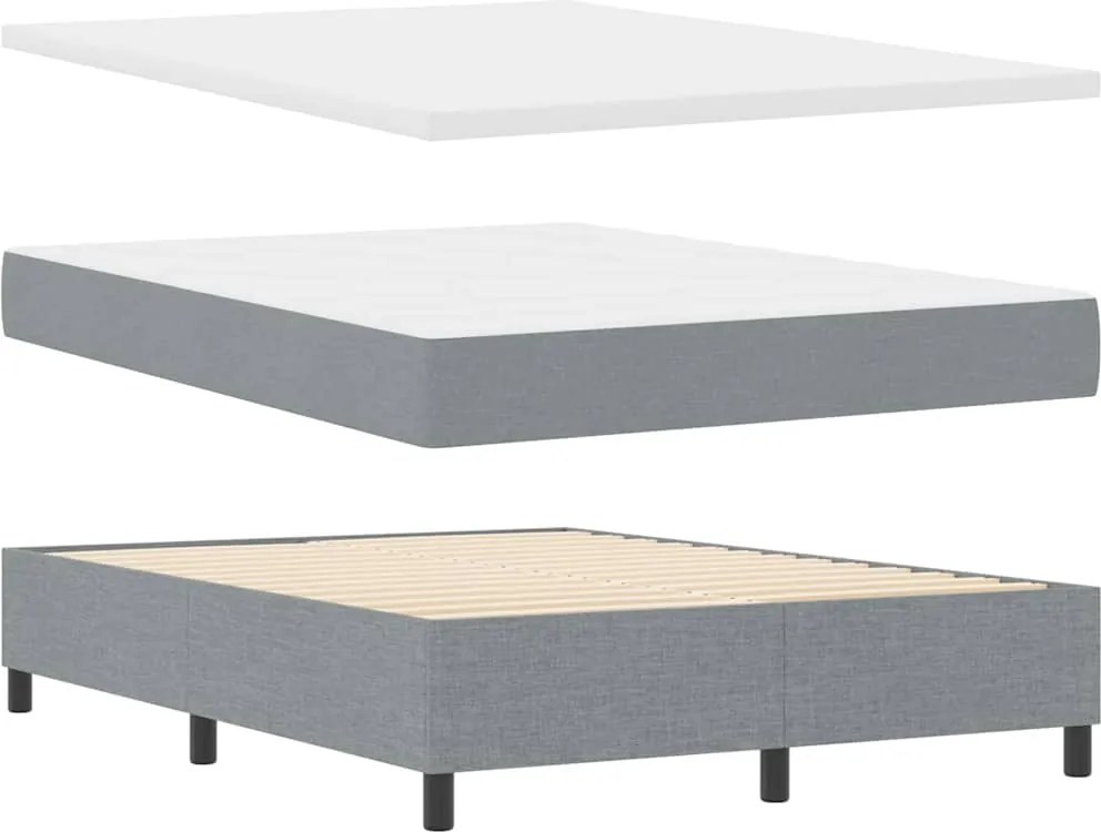 Postel s boxspringem s čelo Světle šedá 140 x 200 cm textil 3340564
