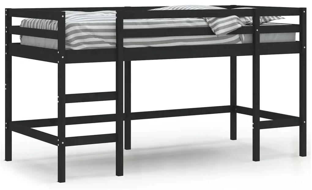 vidaXL Dětská patrová postel se žebříkem černá 90x200 cm borové dřevo