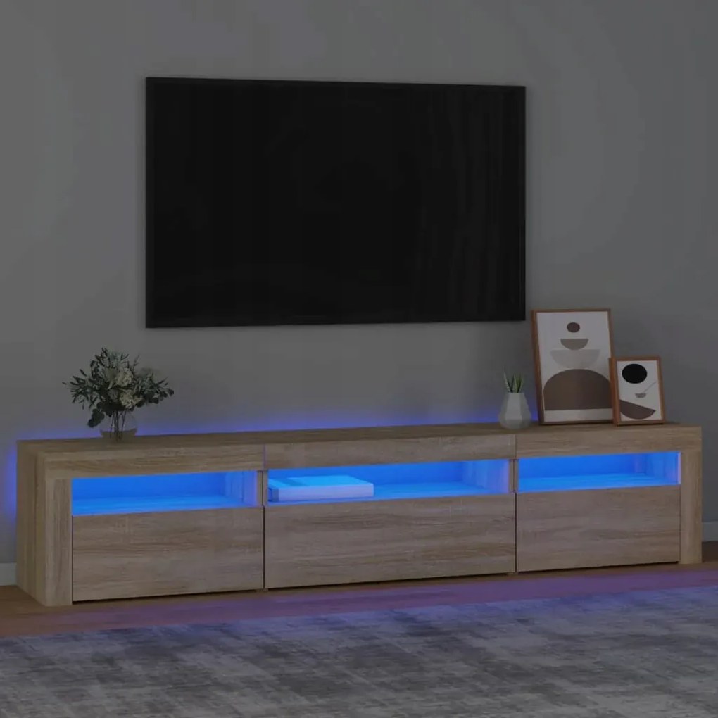 Fionshop 263588163 Tv skříňka s Led osvětlením dub sonoma 195 x 35 x 40 c