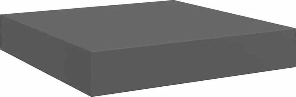 Plovoucí nástěnné police 4 ks lesklé šedé 23x23,5x3,8 cm MDF 323783