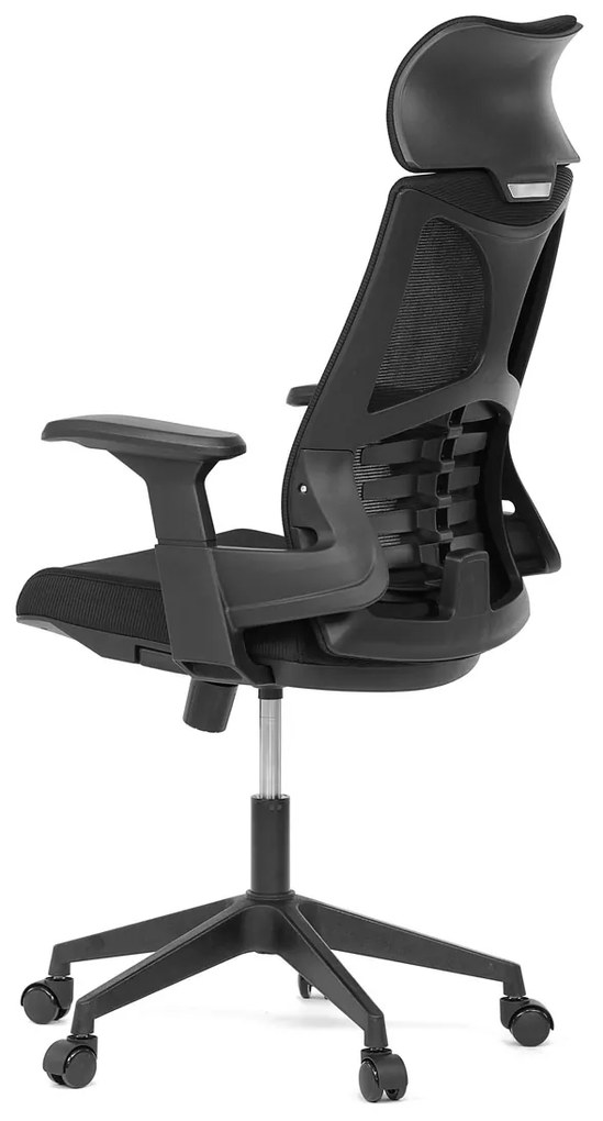 Kancelářská židle KA-S247 BK látka a síťovina černá, plastový kříž černý