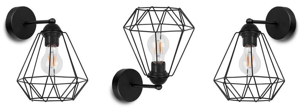 Nástěnné svítidlo FUSION 1, 1x černé drátěné stínítko
