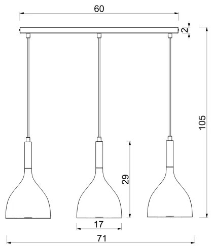 Lustr na lanku NOAK WOOD 3xE27/15W/230V černá/buk