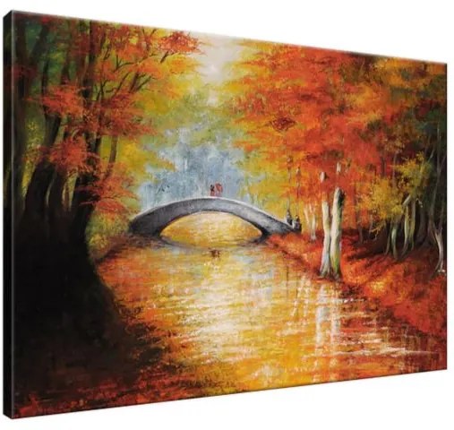 Ručně malovaný obraz Po podzimním mostě 100x70cm RM2437A_1Z