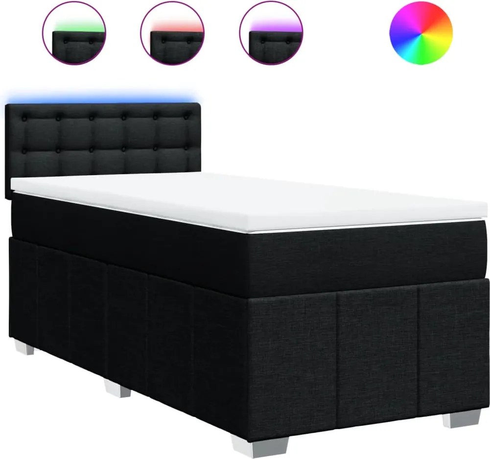 Box spring postel s matrací černá 80 x 200 cm textil 3289211