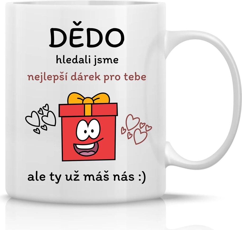 NEJLEPŠÍ DÁREK PRO DĚDU - klasický bílý keramický hrníček 300 ml