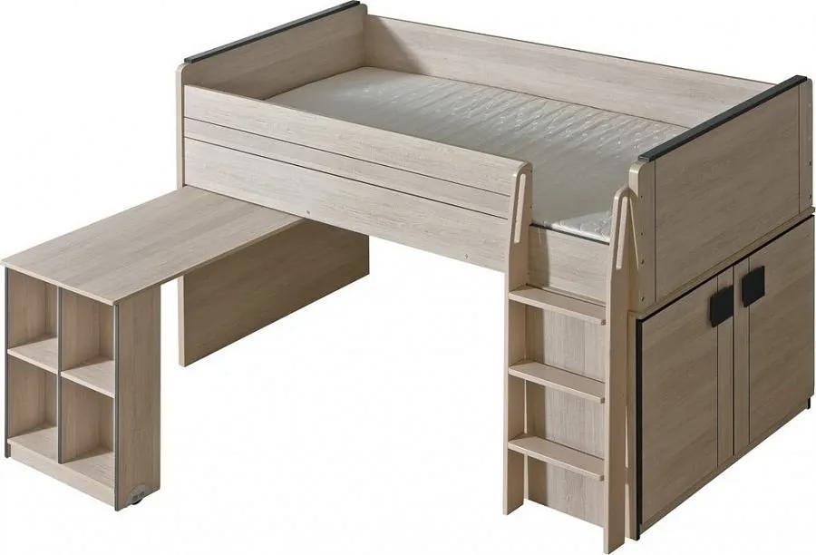 GIMMI G15 patrová postel se stolkem antracit/bílá