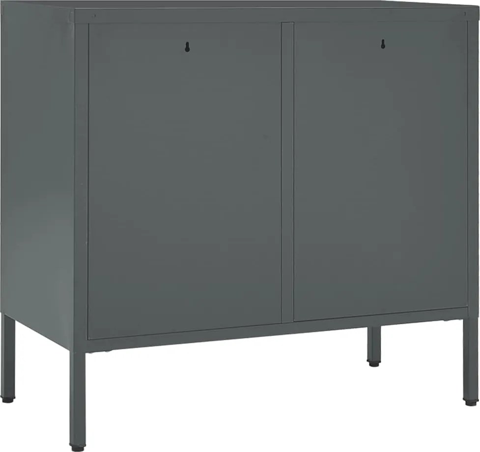 Příborník antracitový 75 x 35 x 70 cm ocel a tvrzené sklo 336075