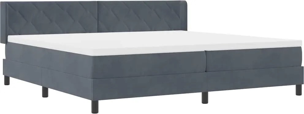 Postel s boxspringem s čelo Tmavě šedá 200 x 200 cm samet 3341541