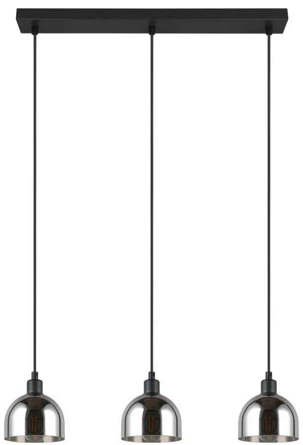 Závěsné stropní osvětlení Molly, černá/chromované sklo
