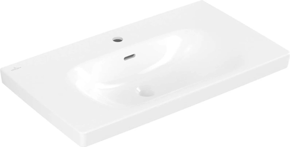 Villeroy & Boch Skyla - Umyvadlo 80x46 cm, s přepadem, otvor pro baterii, CeramicPlus, Stone White 5A5180RW