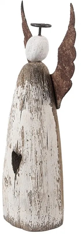 Dekorace dřevěná figurka anděl se srdíčkem Angel Rustic M - 9*14*18 cm