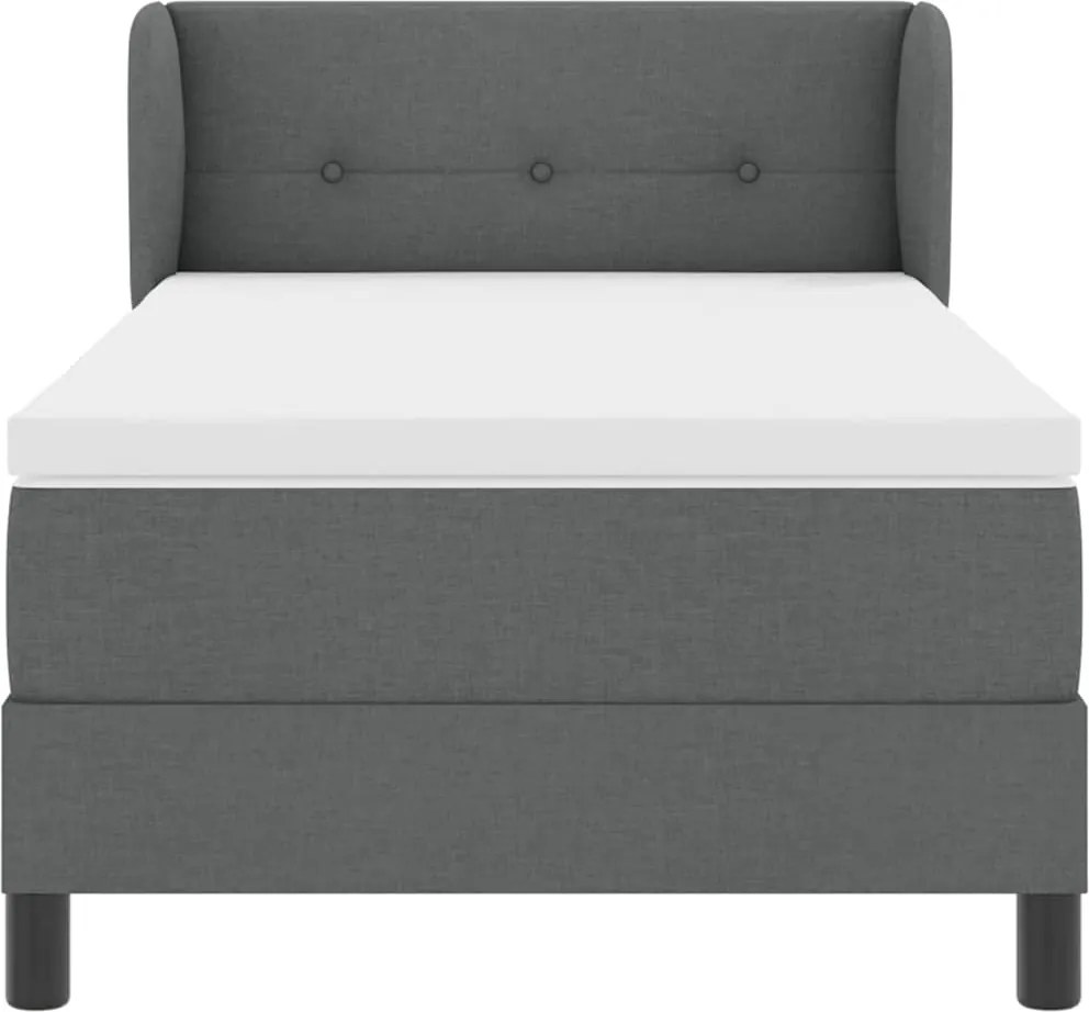 Postel s boxspringem s čelo Tmavě šedá 80 x 200 cm textil 3339990