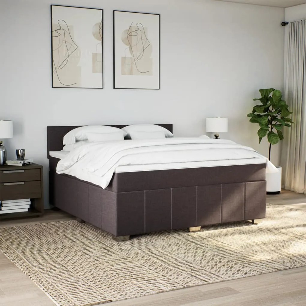 Box spring postel s matrací tmavě hnědá 180x200 cm textil 3289443