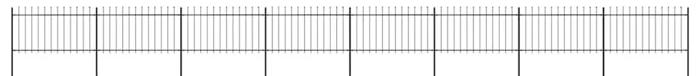 Zahradní plot s kopím nahoře ocelový 1339 x 100 cm černý 277618