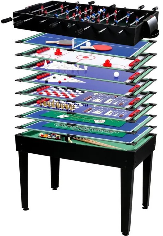GAMESPLANET® Multifunkční herní stůl 15 v 1, černý