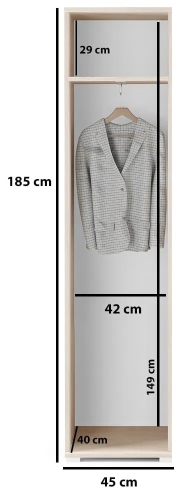 Skříň na bundy Theo 45 cm Bílá