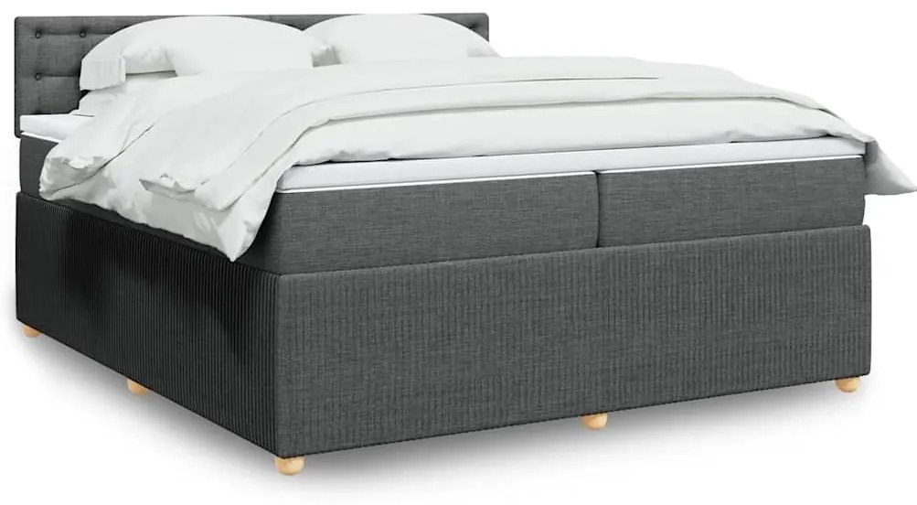 Box spring postel s matrací tmavě šedá 200x200 cm textil 3289878
