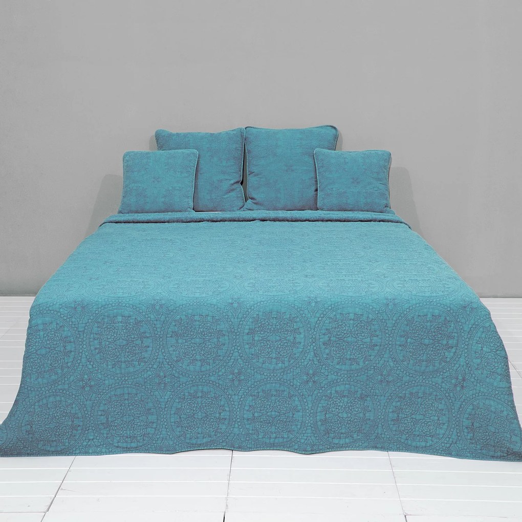 Tyrkysový vintage přehoz na dvoulůžkové postele Quilt 181 - 230*260 cm