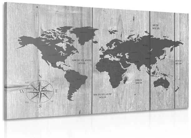 Obraz šedá mapa na dřevěném pozadí - 60x40 cm