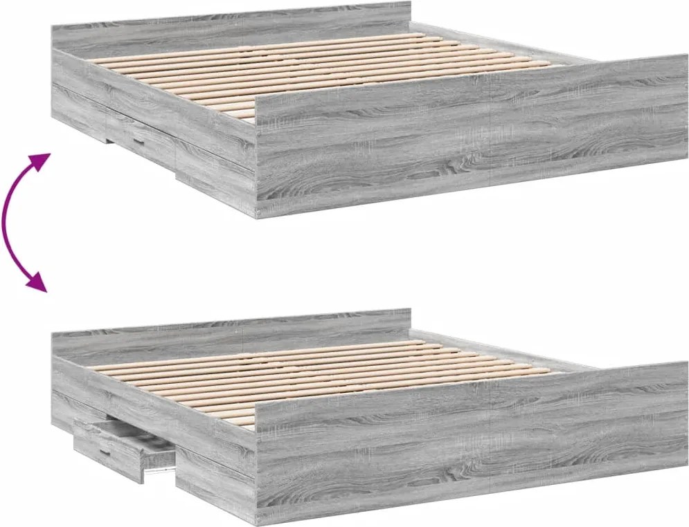 Rám postele se zásuvkami šedý sonoma 200 x 200 cm kompozit 3280270