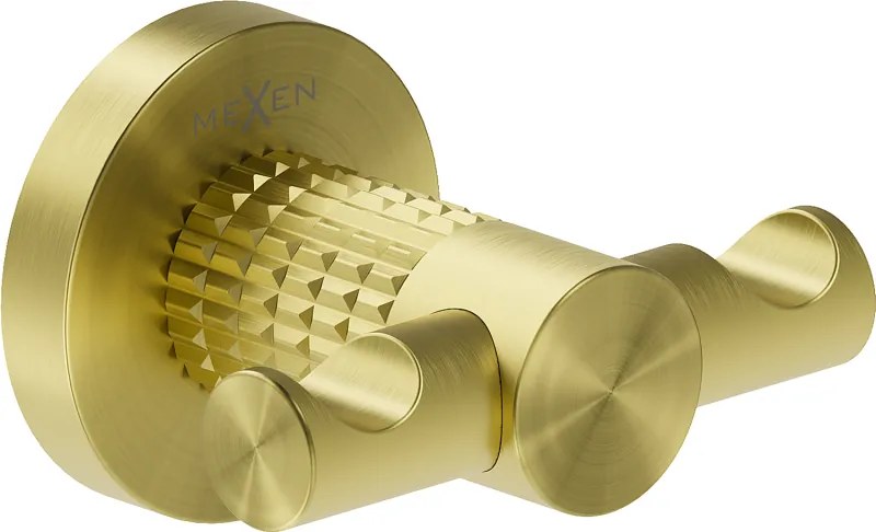 Mexen Triv, nástěnný dvojitý háček na ručníky, zlatá matná, 70A33012-55