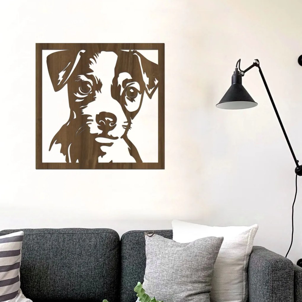 dřevo života Dřevěná dekorace psa Jack Russell teriér Zvolte rozměr (cm): 40x40, Zvolte barvu dekoru: Černá