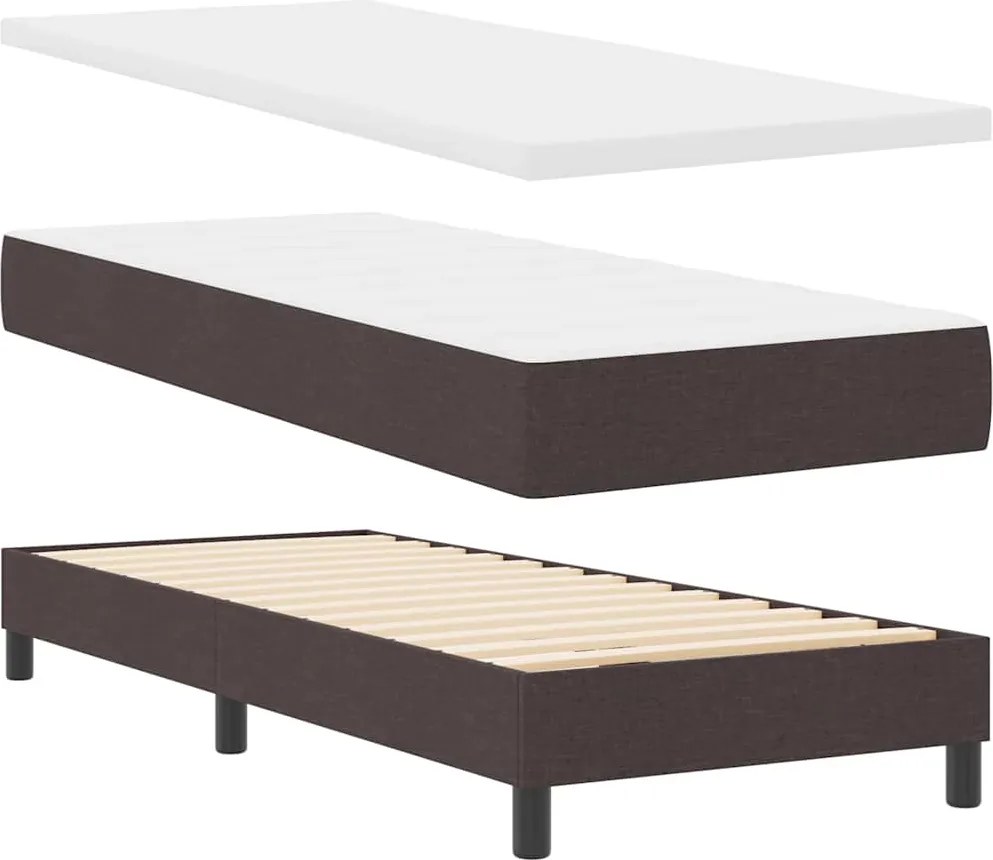 Postel s boxspringem s čelo Tmavě hnědá 80 x 200 cm textil 3338723