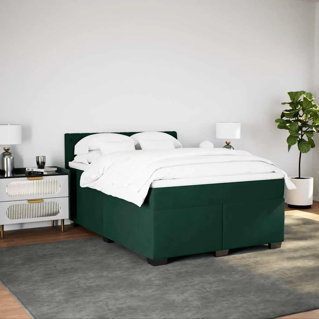 Box spring postel s matrací tmavě zelená 140x200 cm samet 3288639